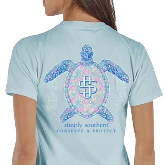 Simply Southern | Tops | Nwt Simply Southern Blue Seashell Turtle ...
